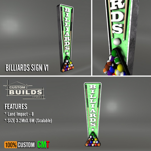 Second Life Marketplace - [TWC] - Billiards Sign V1